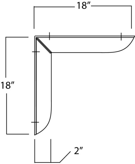 Surface Mount EH Counter Support Bracket with Rounded Ends | Rakks